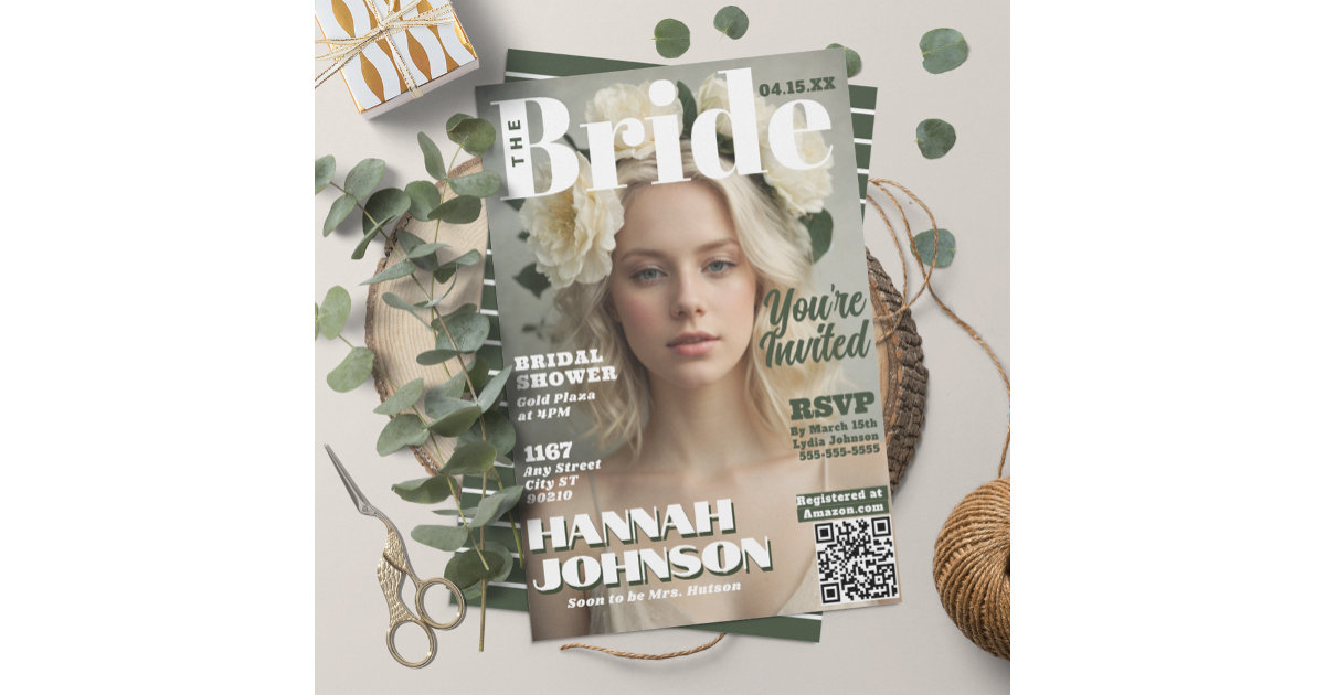 Bridal Shower Modern Magazine Cover Invitation | Zazzle
