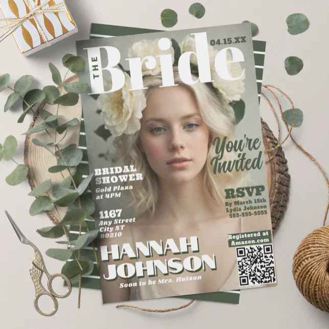 Bridal Shower Modern Magazine Cover Invitation | Zazzle