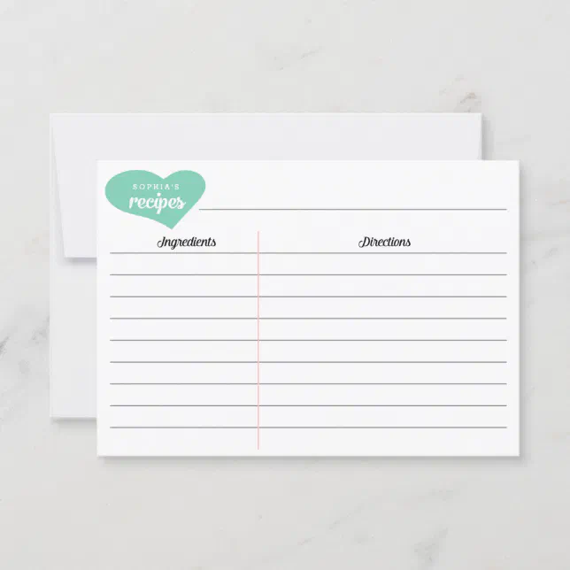 Bridal Shower Personalized Heart Recipe Cards | Zazzle