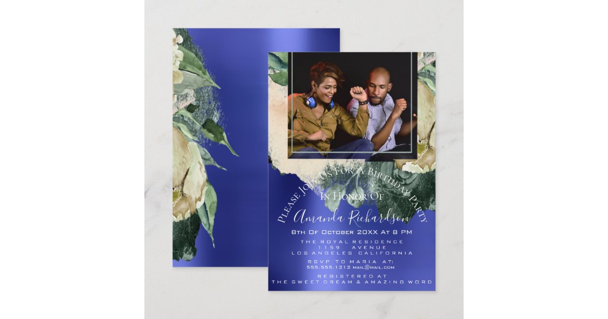 Bridal Shower Photo Maroon Floral Birthday Party Invitation | Zazzle
