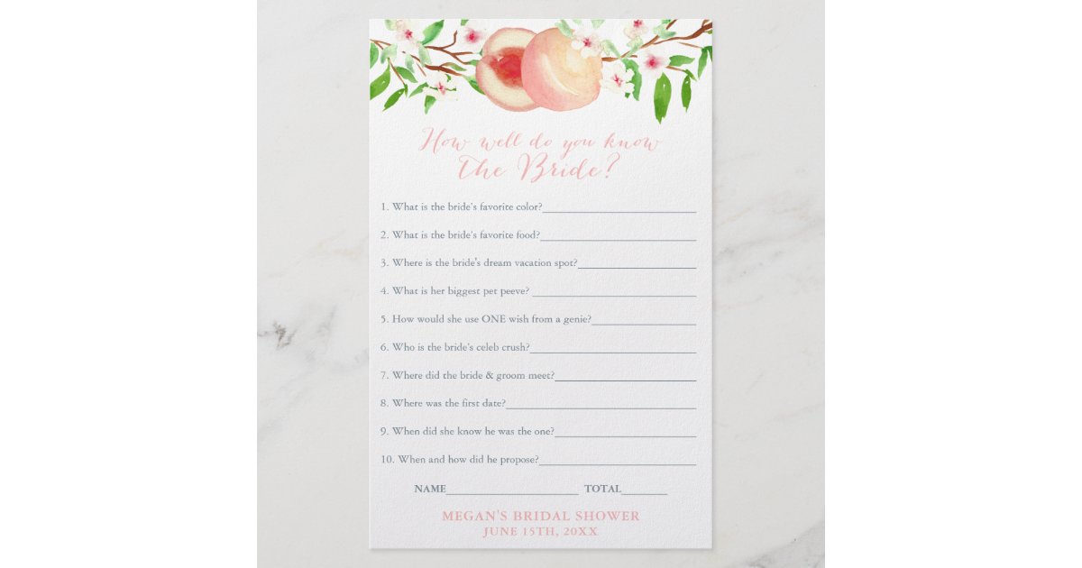 Bridal Shower Quiz, Editable Questions Game Card Flyer | Zazzle
