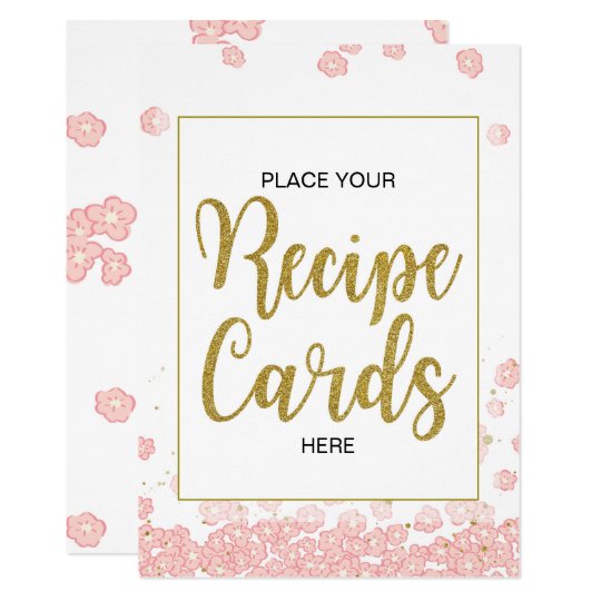 Bridal Shower Recipe Cards Sign | Pink and Gold | Zazzle.com