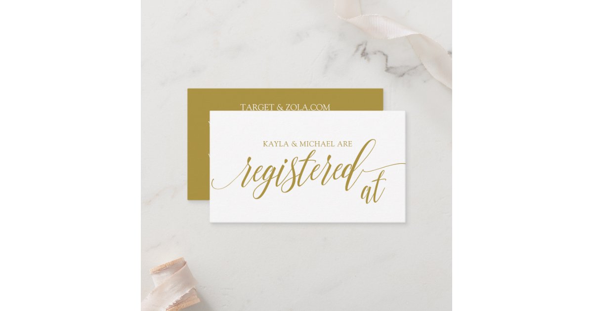 Bridal Shower Registry Cards Enclosures Gold | Zazzle