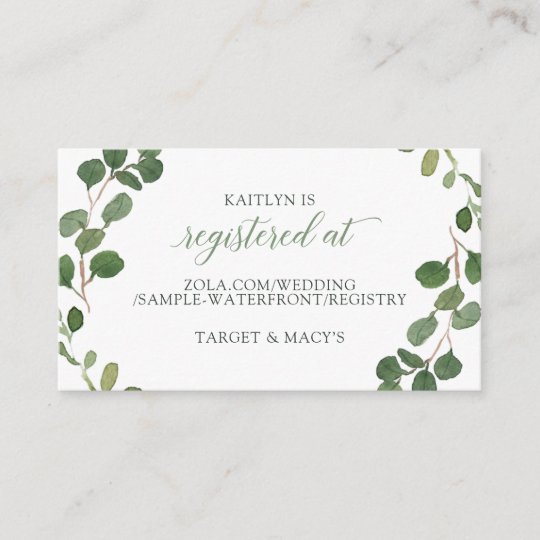 Bridal Shower Registry Cards Eucalyptus Greenery | Zazzle.com