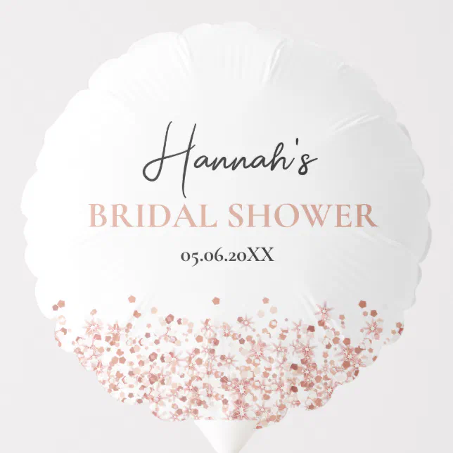 Bridal Shower Rose Gold Blush Glitter Balloon | Zazzle