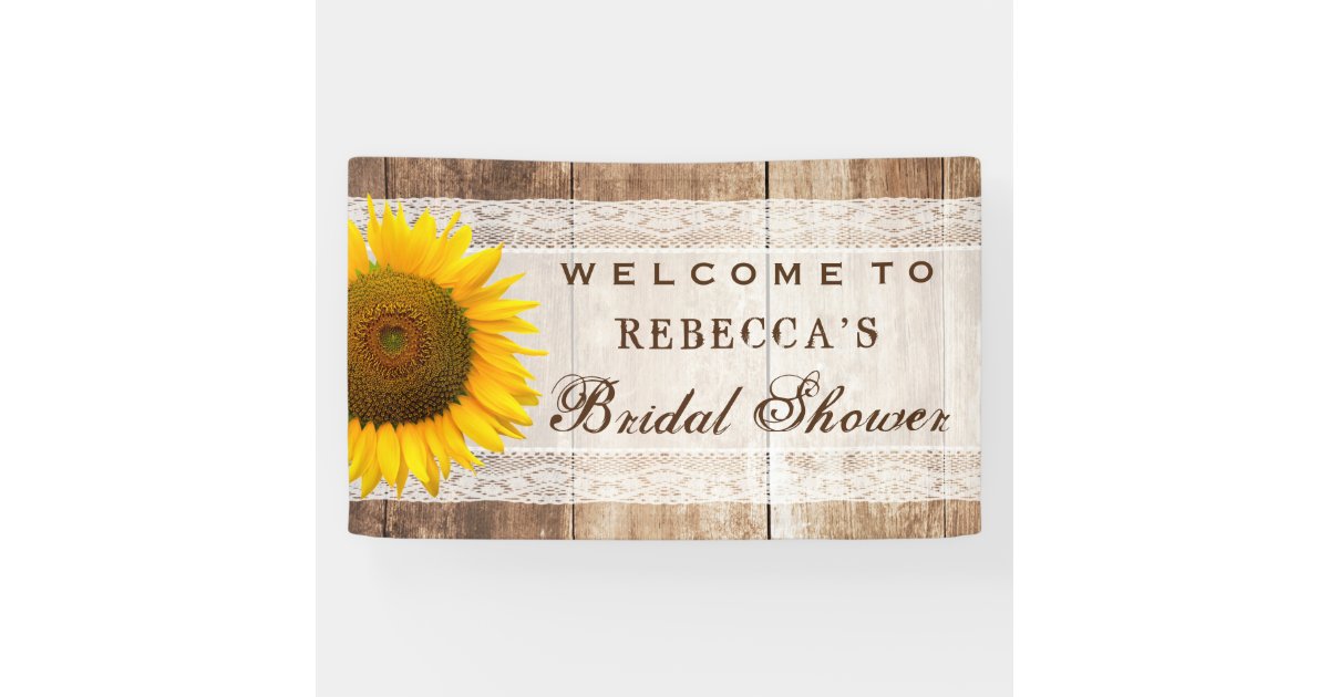 Bridal Shower Rustic Country Barn Wood Sunflower Banner | Zazzle