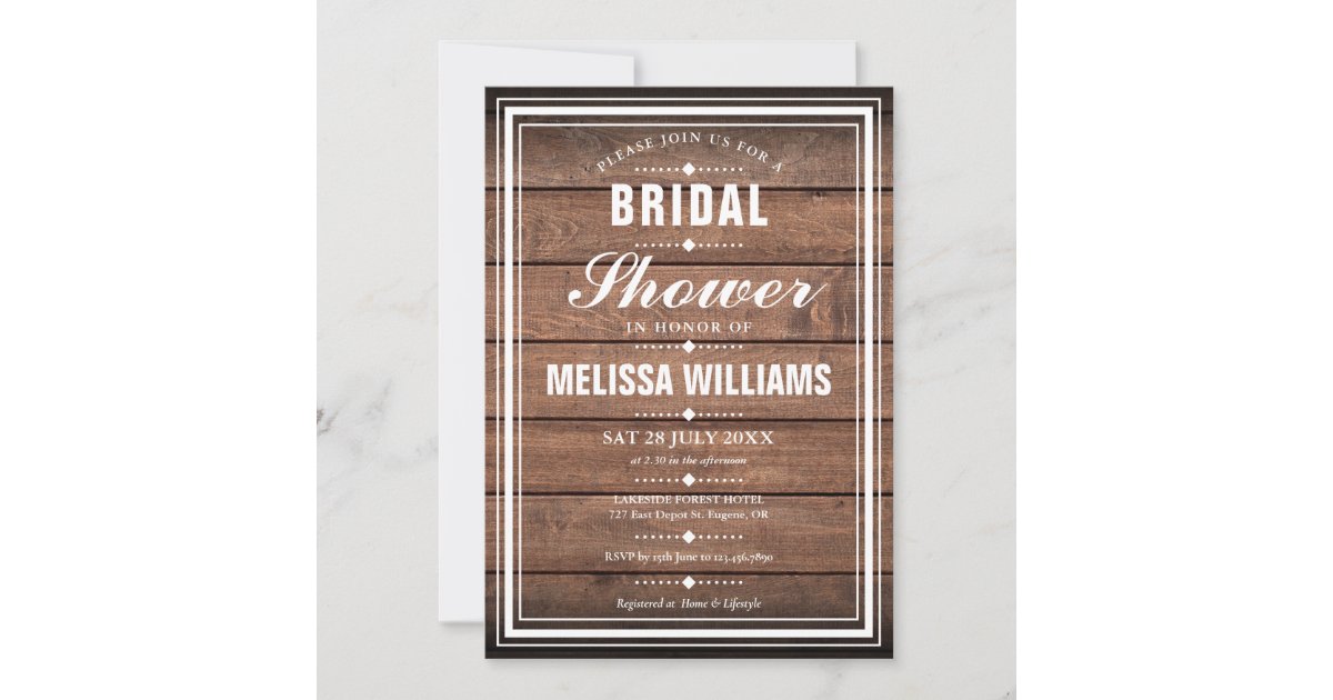Bridal Shower Rustic Wood Panels Invitation | Zazzle