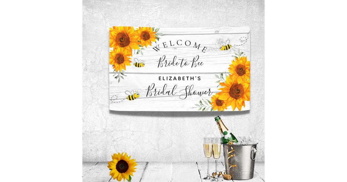 Bridal Shower rustic wood sunflowers bride to bee Banner | Zazzle