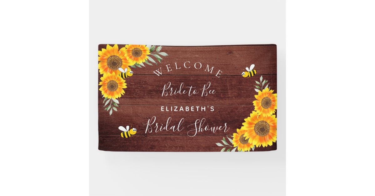 Bridal Shower rustic wood sunflowers bride to bee Banner | Zazzle