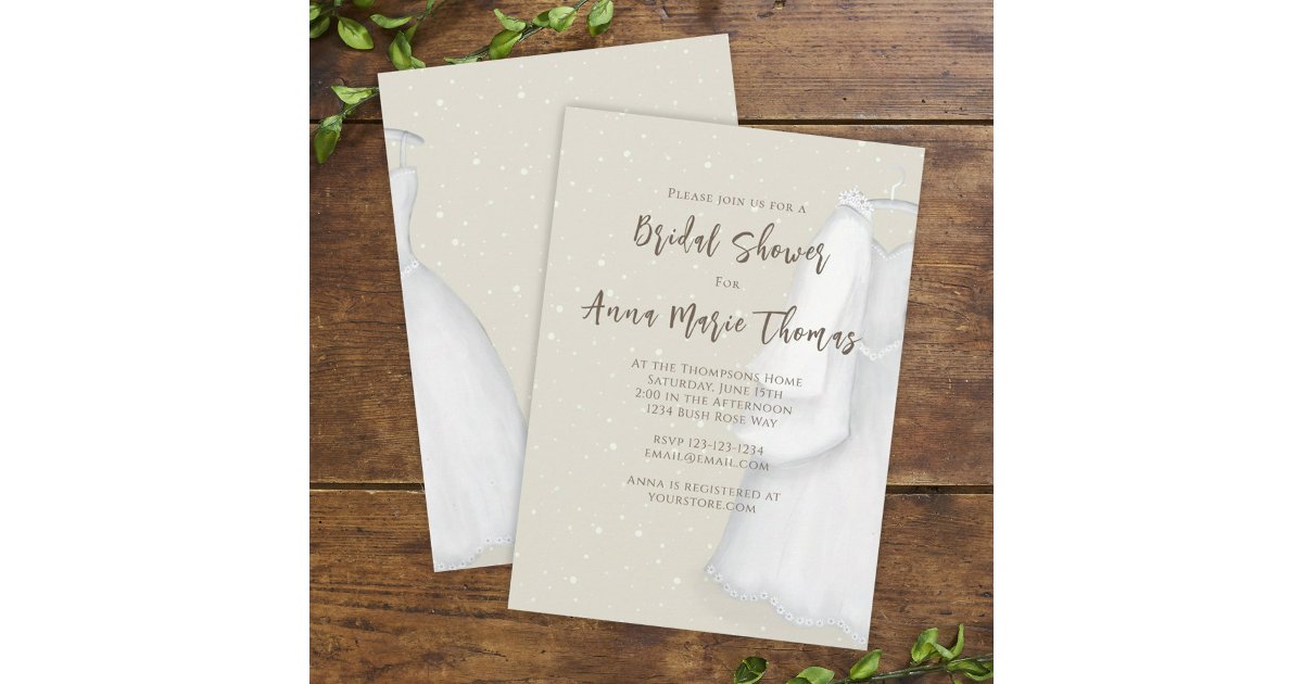 Bridal Shower Simple Minimalist Wedding Dress Invitation | Zazzle