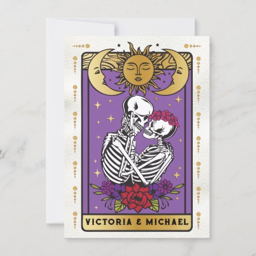 Bridal Shower Skeleton Couple Gothic Wedding Tarot Invitation | Zazzle