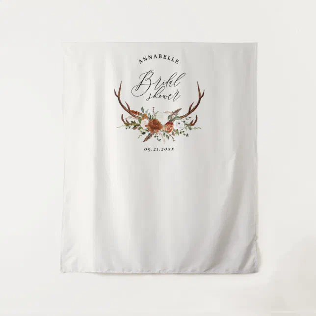 Bridal shower stag terracotta elegant rustic chic tapestry | Zazzle