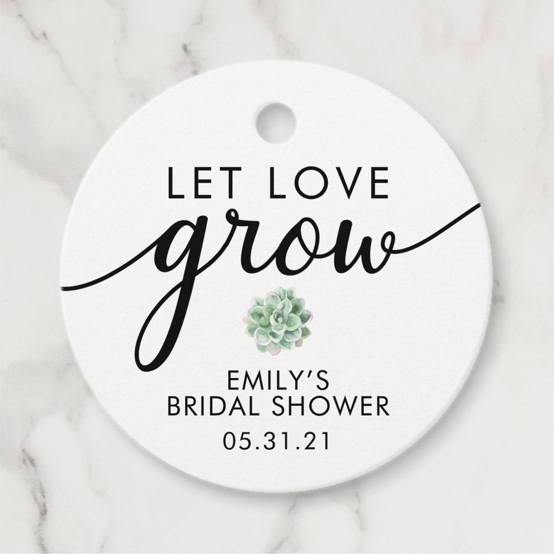 Bridal SHOWER Succulent Favor Tags | Zazzle