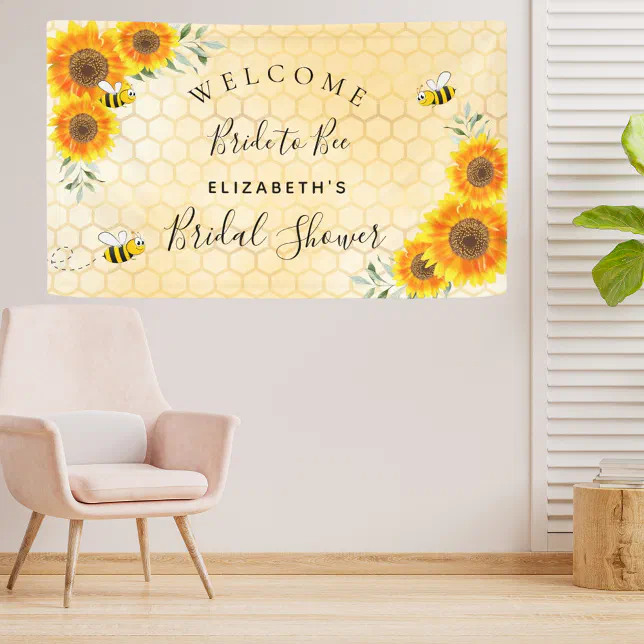 Bridal Shower sunflowers honeycomb bride to bee Banner | Zazzle