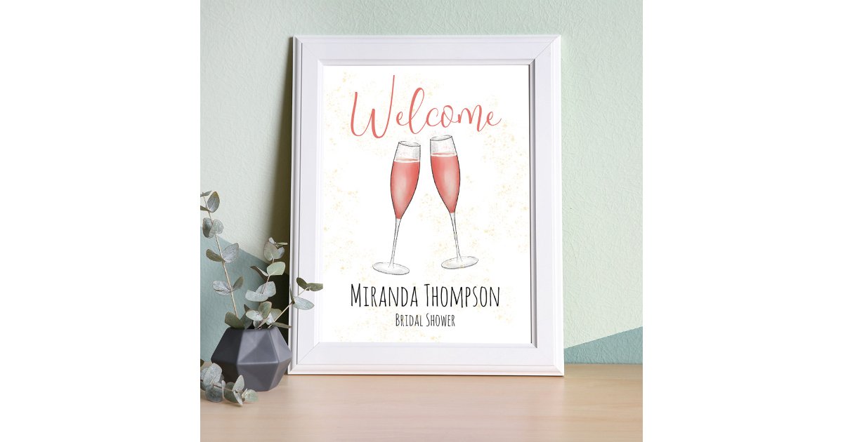 Bridal Shower Tabletop Welcome Sign Pink Champagne | Zazzle