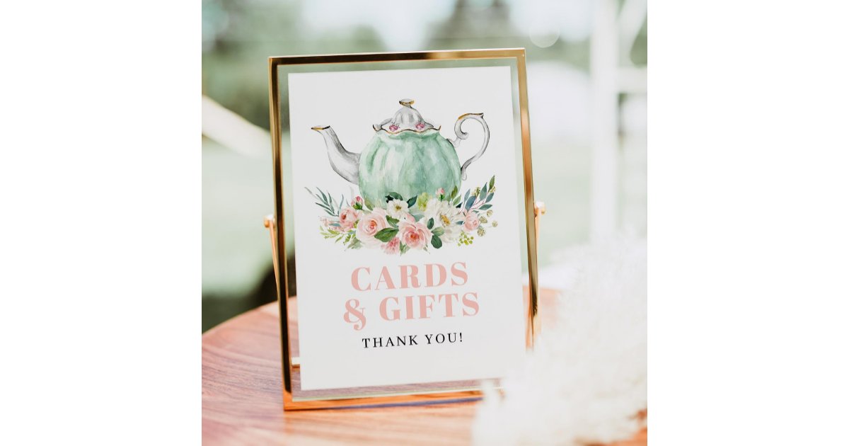 Bridal Shower Tea Party Cards & Gifts Sign | Zazzle