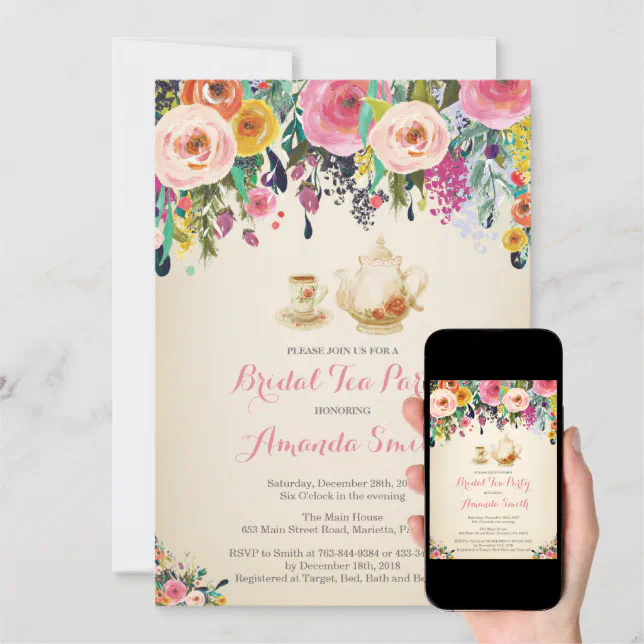 Bridal Shower Tea Party Invitation Zazzle
