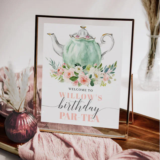 Bridal Shower Tea Party Welcome Poster | Zazzle