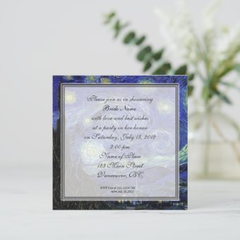 Bridal Shower,Vincent van Gogh, Starry Night Invitation | Zazzle
