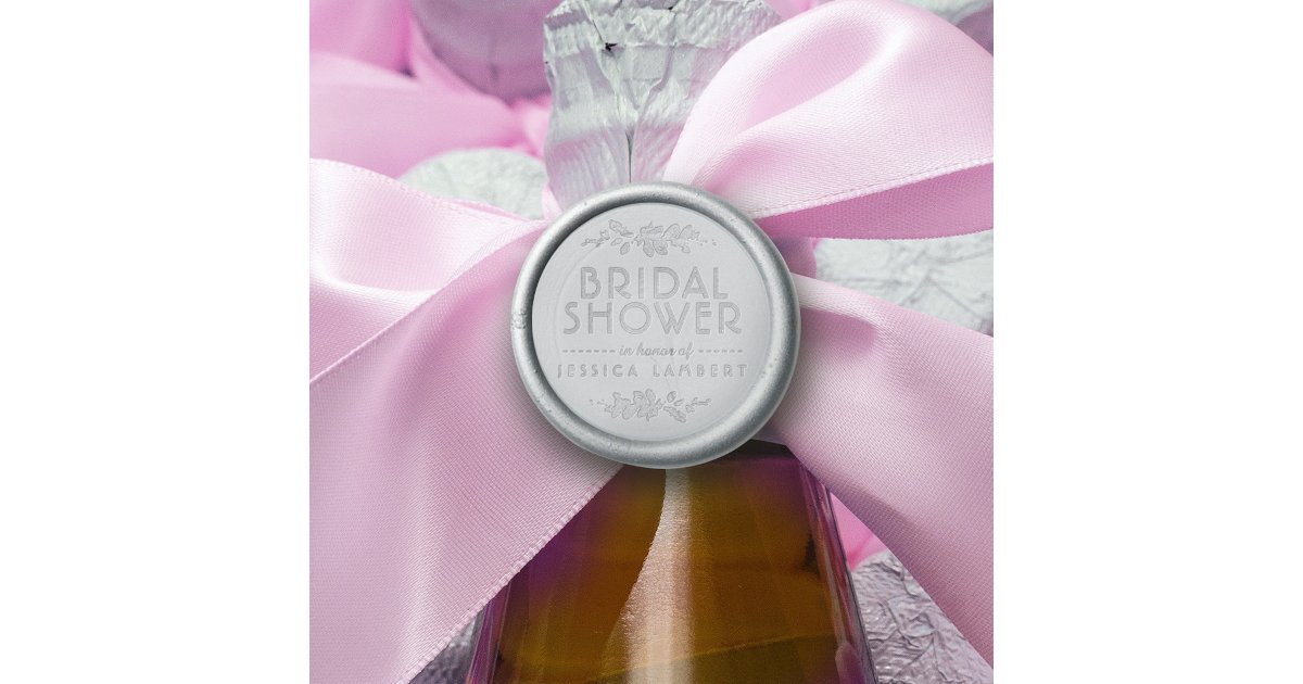 Bridal shower vine embelishment custom name wax seal sticker | Zazzle