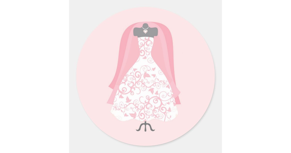 Bridal Shower Wedding Dress Stickers | Zazzle