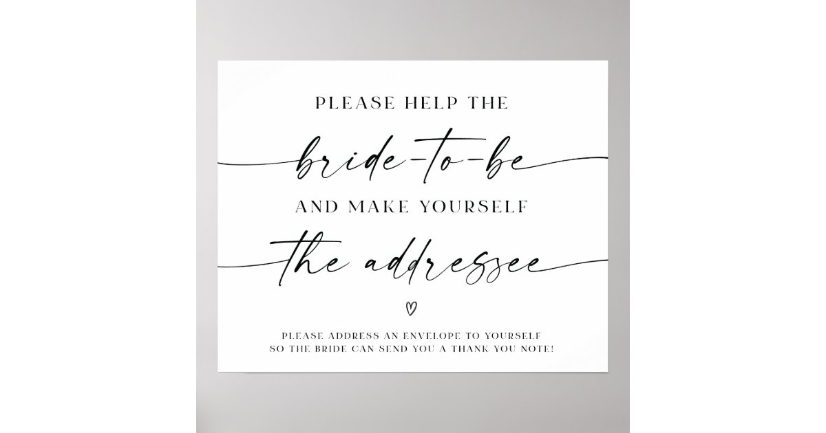 Bridal Shower Wedding Envelope Address Poster | Zazzle