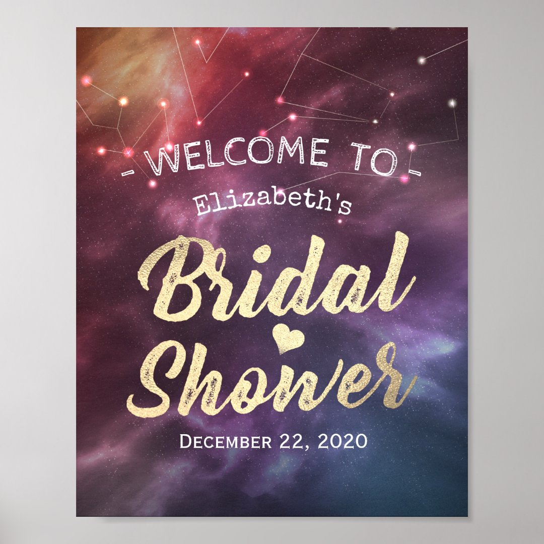 Bridal Shower Welcome Galaxy Nebula Constellations Poster | Zazzle