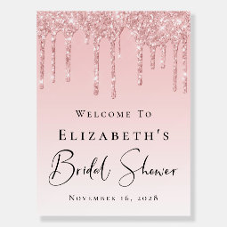 Bridal Shower Welcome Pink Glitter Welcome Sign | Zazzle