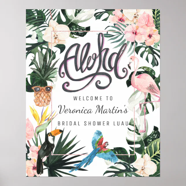 Bridal Shower Welcome Sign | Tropical Chic | Zazzle
