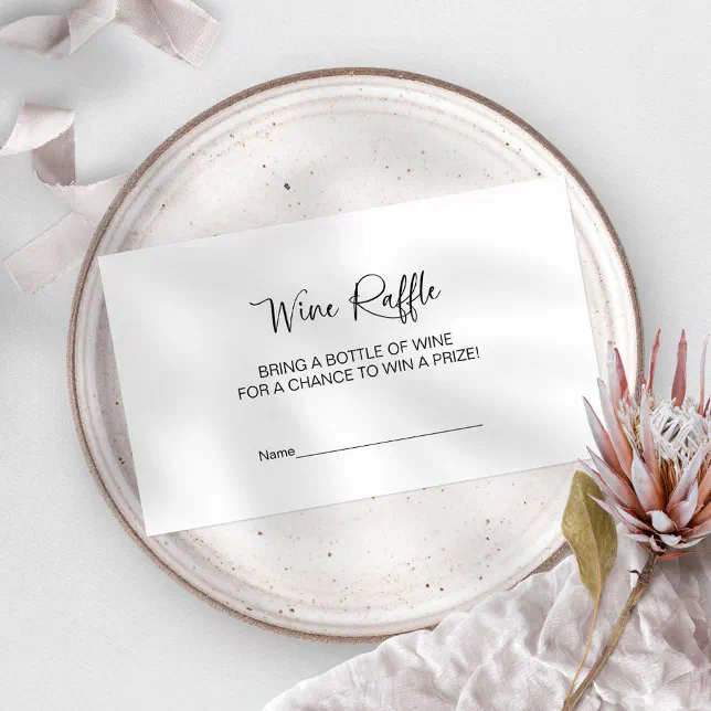 Bridal Shower Wine Raffle Game Enclosure Card | Zazzle