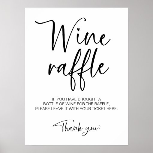 Bridal Shower Wine Raffle Game Sign | Zazzle