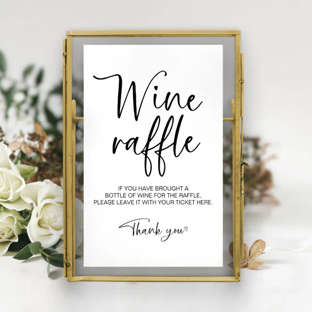 Bridal Shower Wine Raffle Game Sign | Zazzle