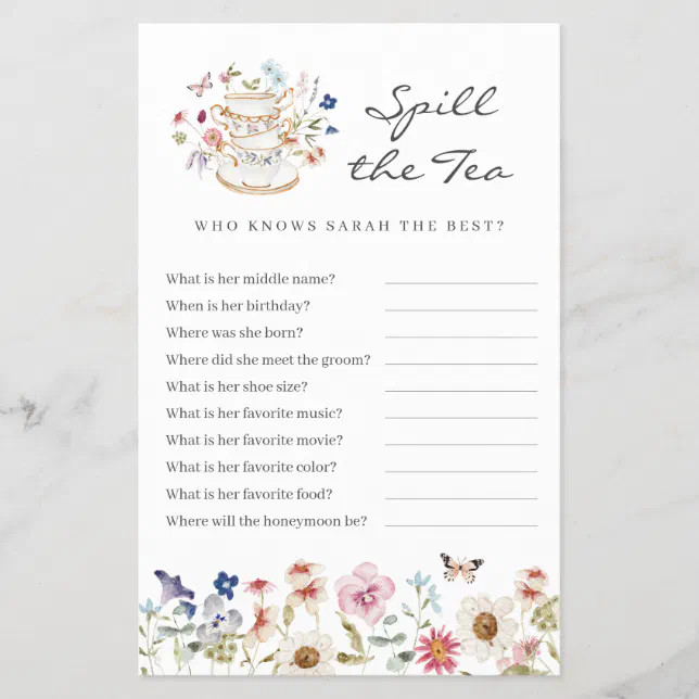 Bridal Spill The Tea Game | Zazzle