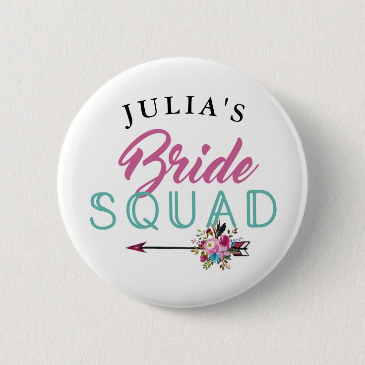 Bridal Squad Bride Badges Bachelorette Tribe Pins | Zazzle