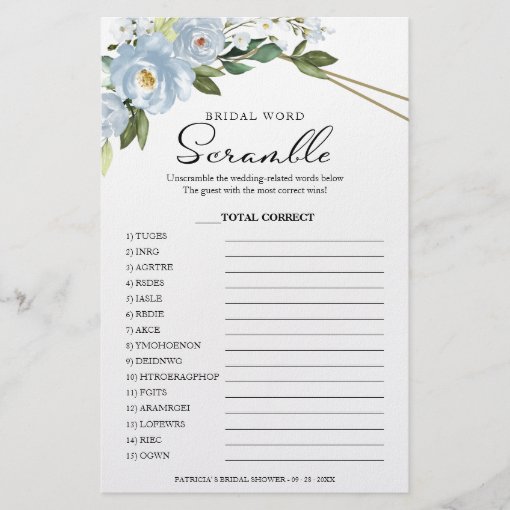 Bridal Word Scramble Game Floral Geometric Flyer | Zazzle
