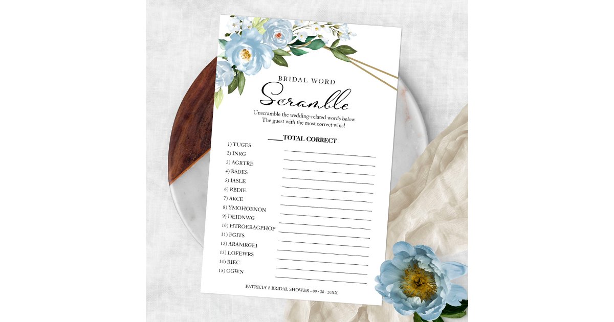 Bridal Word Scramble Game Floral Geometric Flyer | Zazzle
