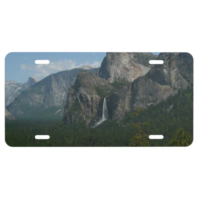 Bridalveil Falls and Half Dome at Yosemite License Plate | Zazzle