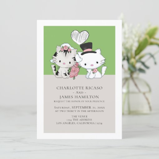Bride and Groom Cat Themed Wedding Announcement | Zazzle