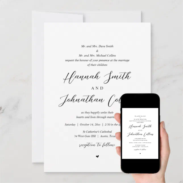 Bride and Groom Church Wedding, Both Parents Invit Invitation | Zazzle