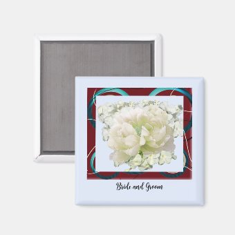 Bride and Groom Floral Wedding Magnet | Zazzle