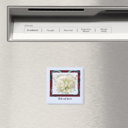 Bride and Groom Floral Wedding Magnet | Zazzle
