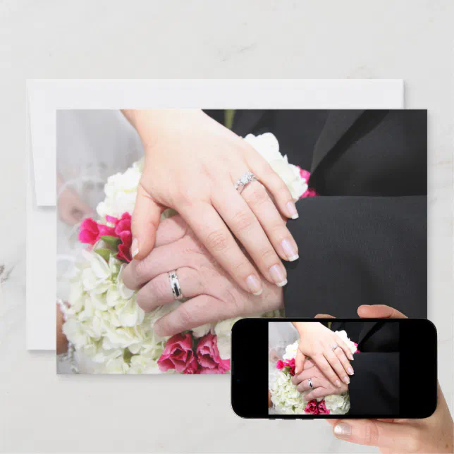 BRIDE AND GROOM HOLD HANDS INVITATION | Zazzle