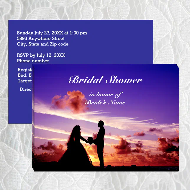 Bride and Groom in Sunset Bridal Shower Invitation | Zazzle