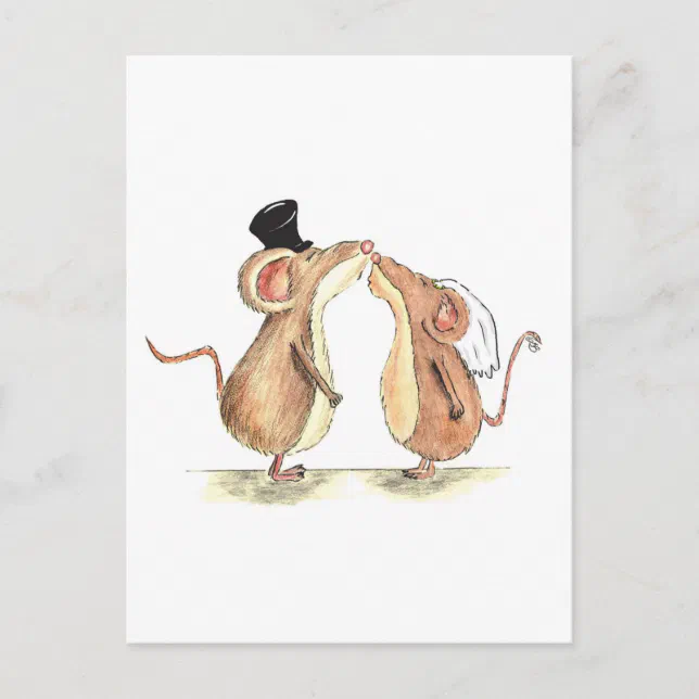 Bride and Groom - Kissing Mice - Gift for Wedding Postcard | Zazzle