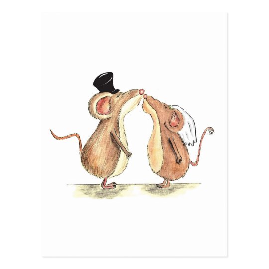 Bride and Groom - Kissing Mice - Gift for Wedding Postcard | Zazzle.com