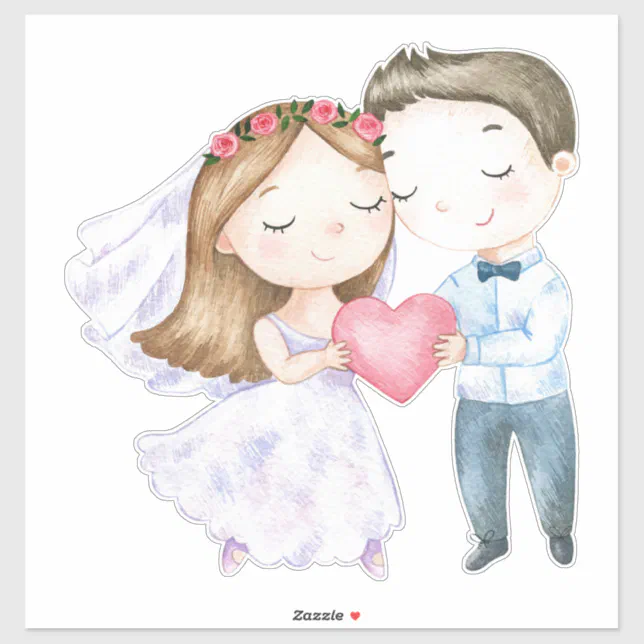 Bride and Groom Sticker | Zazzle