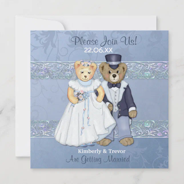 Bride and Groom Teddy Bear Wedding Invitation | Zazzle