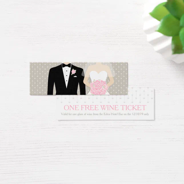 Bride and groom wedding free wine voucher card | Zazzle