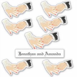 Bride and Groom Wedding Hands Decorative Sticker | Zazzle