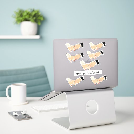 Bride and Groom Wedding Hands Decorative Sticker | Zazzle
